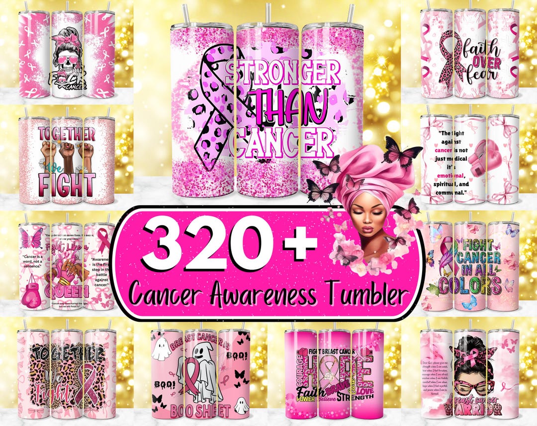320+ Cancer Awareness Tumbler Wrap Bundle, Breast Cancer Tumbler ...