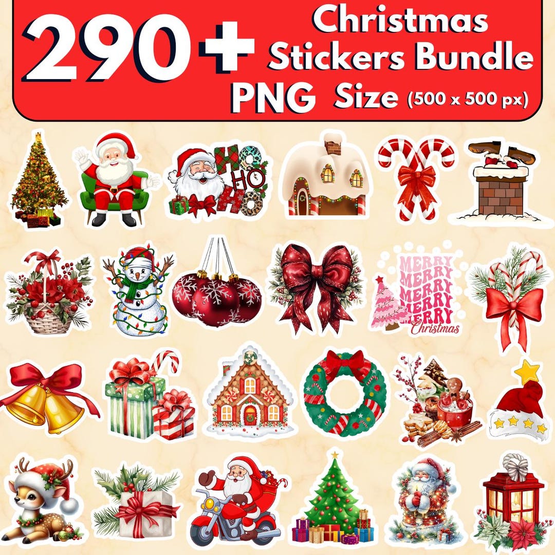 290 + Christmas Stickers, Christmas Png, Santa Claus Sticker, Scrapbook ...