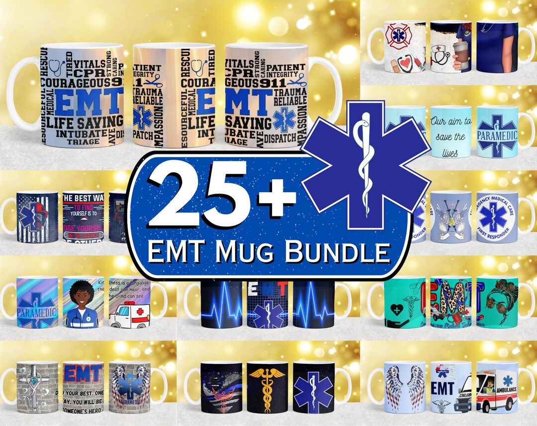 25 + EMT Mug Wrap Bundle, Paramedic Life Mug Sublimation, Emergency ...