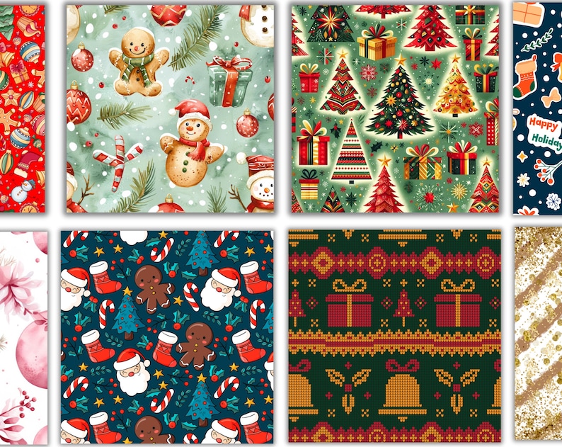 Christmas Digital Paper Pack, Vintage Christmas Digital Paper ...