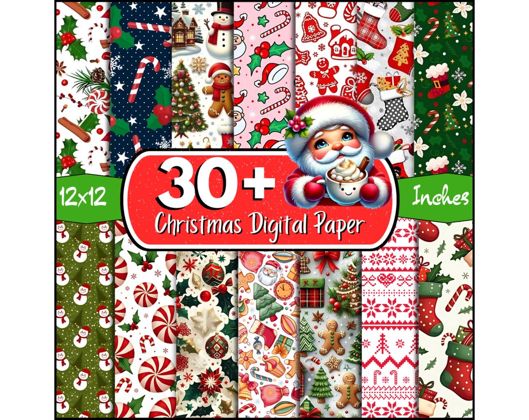 30+ Christmas Digital Paper Pack, Christmas Wallpaper, Christmas ...