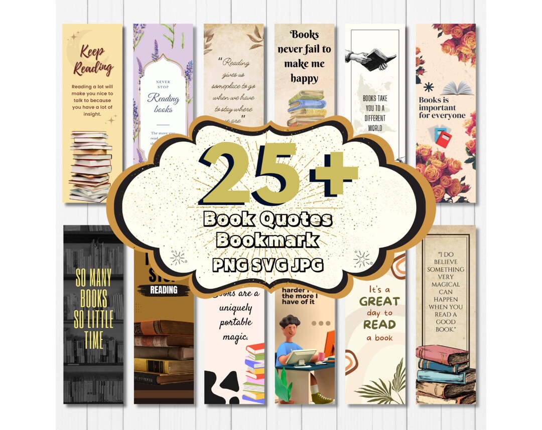 25 + Book Quotes Book Mark Design Bundle, Inspirational Bookmark Design ...