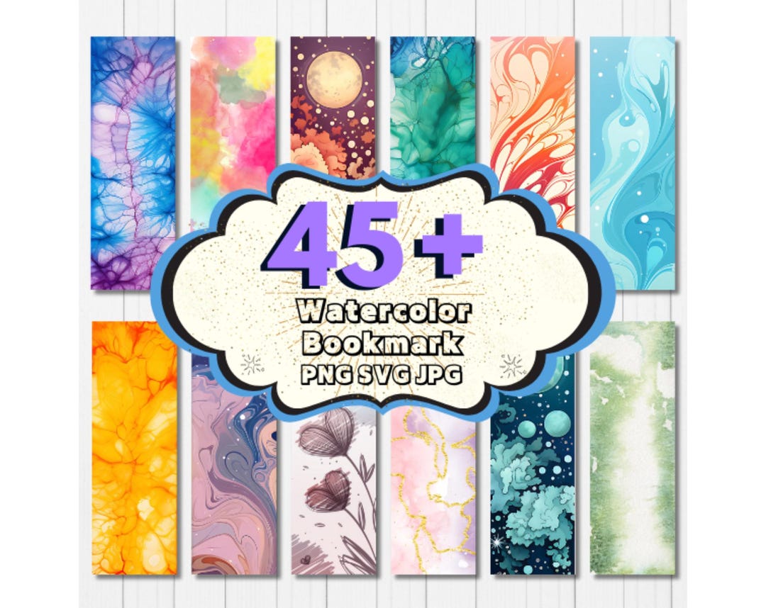 45 + Watercolor Bookmark Bundle, Bookish Bookmark, Book Lover Bookmark ...