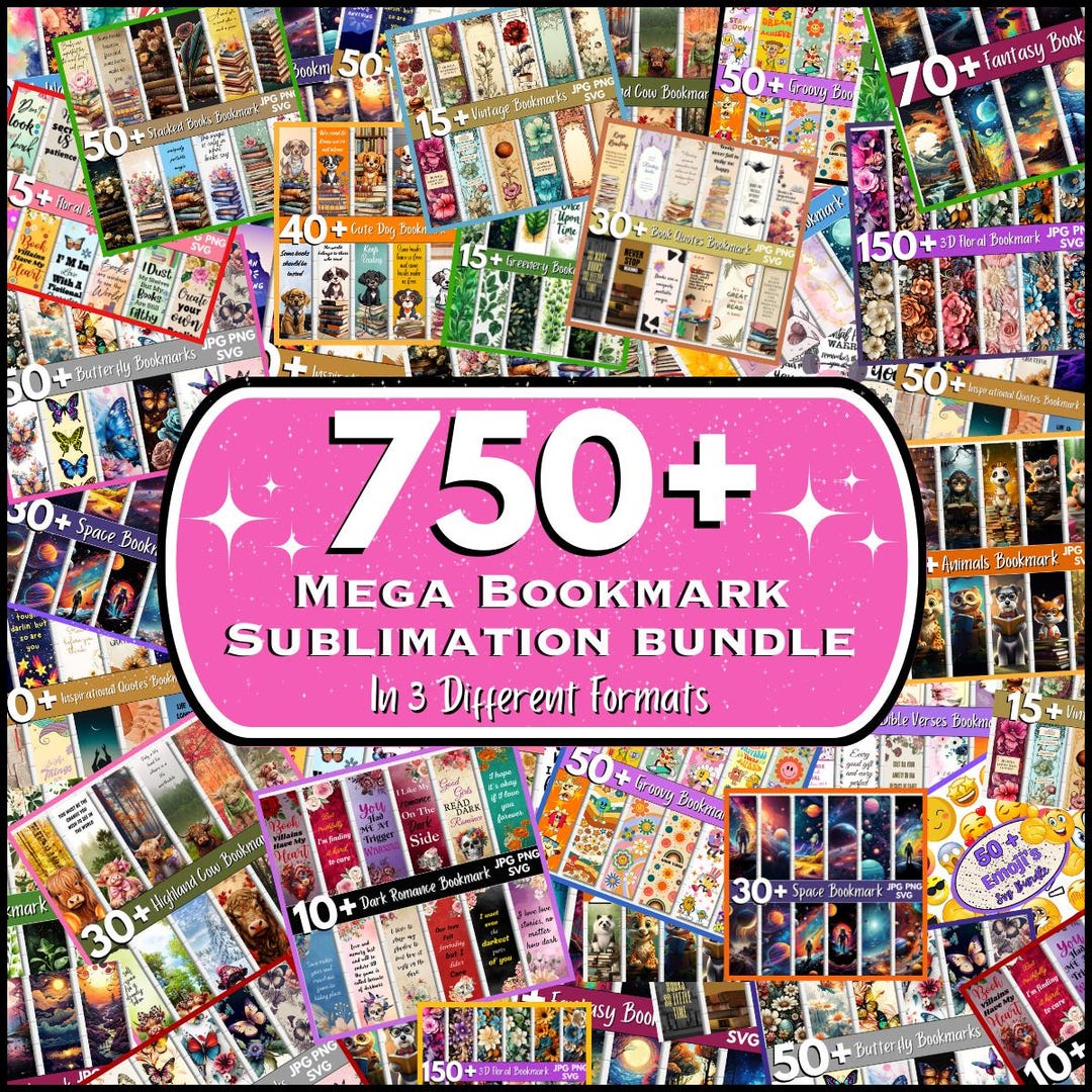 750 + Bookmark Mega Bundle, Bookmark Sublimation Designs, Bookmark Svg ...