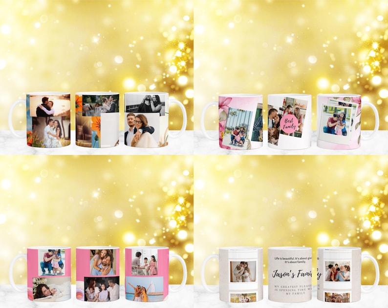 800 + Add Your Own Photo Mug Wrap Designs, Photo Collage Mug, Family ...