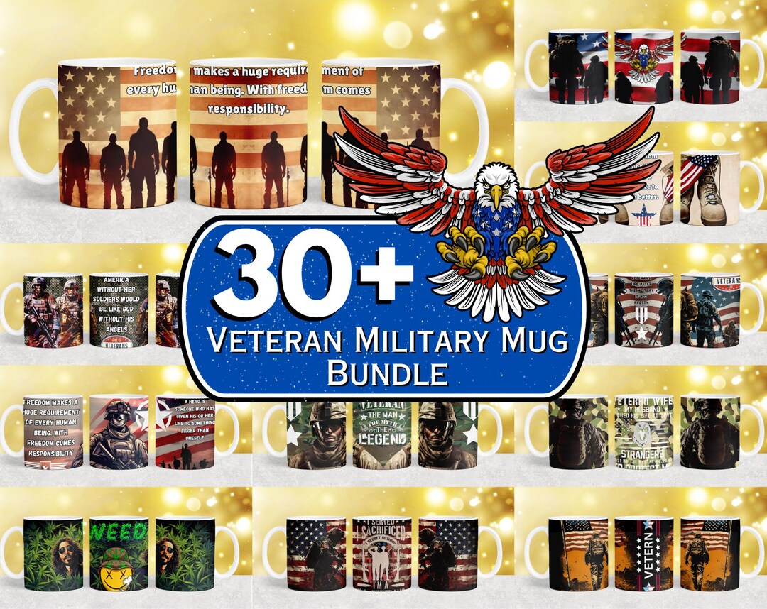 30+ Veteran Military Mug Bundle, American Flag Mug Wrap, Solider Mug ...