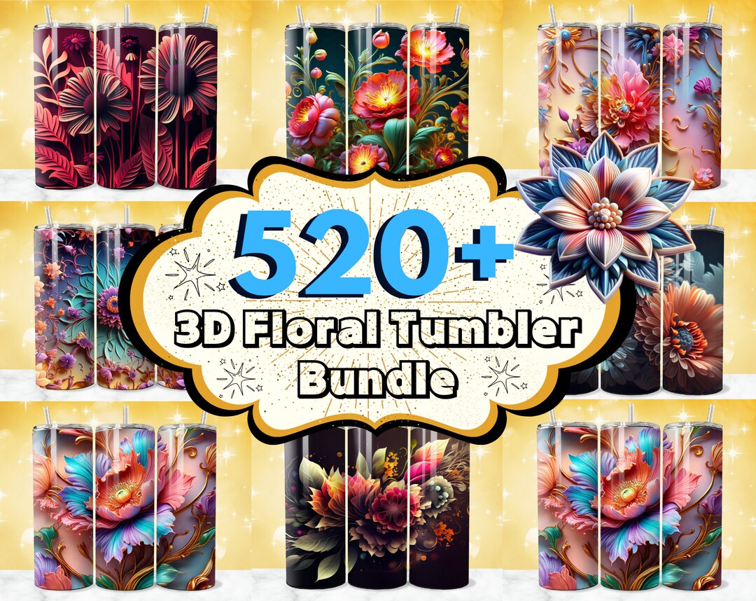 520 + 3D Floral Tumbler Designs, 3D Flower Tumbler, Floral Tumbler Wrap, 3D Sunflower Tumbler ...