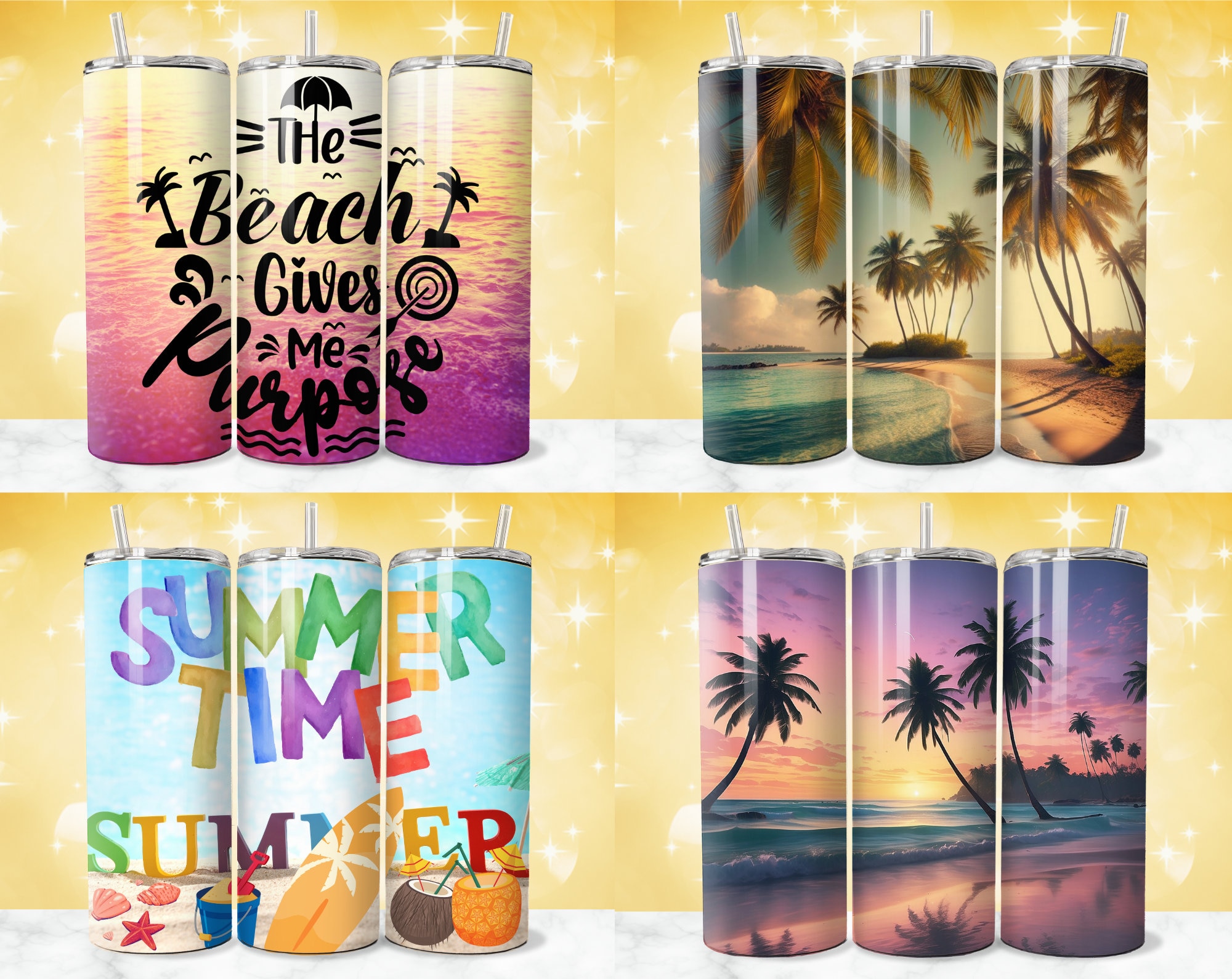 30 + Summer Tumbler Wrap Designs, Summer Vibes Tumbler, 20 Oz Summer ...