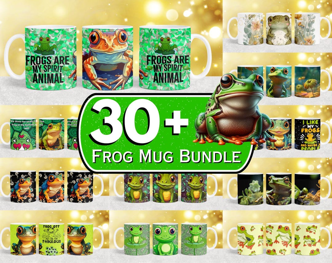 30 + Frog Mug Bundle, Baby Frog Mug Wrap, Cute Frog Coffee Mug Wrap ...
