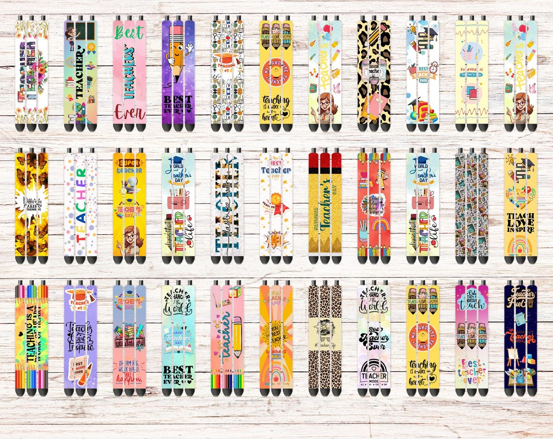 65 + Teacher Pen Wrap Design Bundle, Teacher Quotes Pen Wrap, Best ...