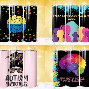 160 + Autism Tumbler Wrap Designs Bundle, 20oz Autism Awareness Designs ...