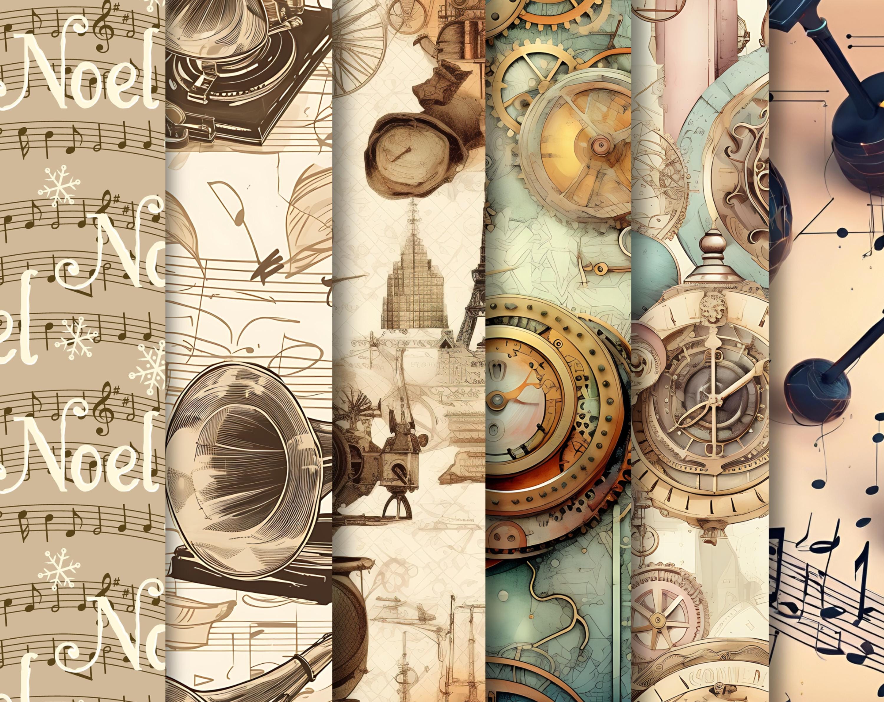 20 + Vintage Scrapbook Digital Paper Bundle, Rustic Seamless Pattern ...