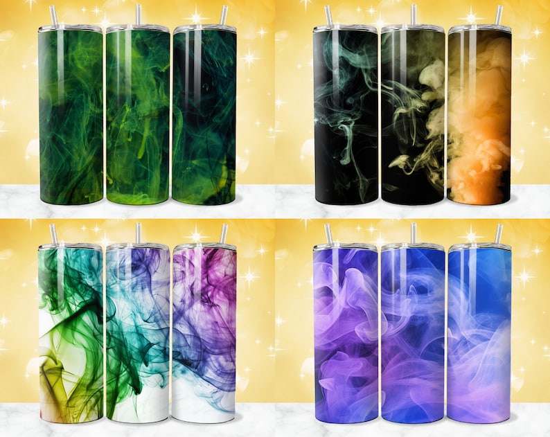 Smoke Tumbler Wrap Designs, 20oz Sublimation Bundle (digital Download ...