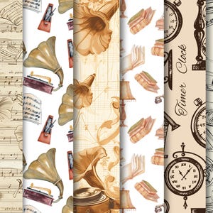 20 + Vintage Scrapbook Digital Paper Bundle, Rustic Seamless Pattern ...