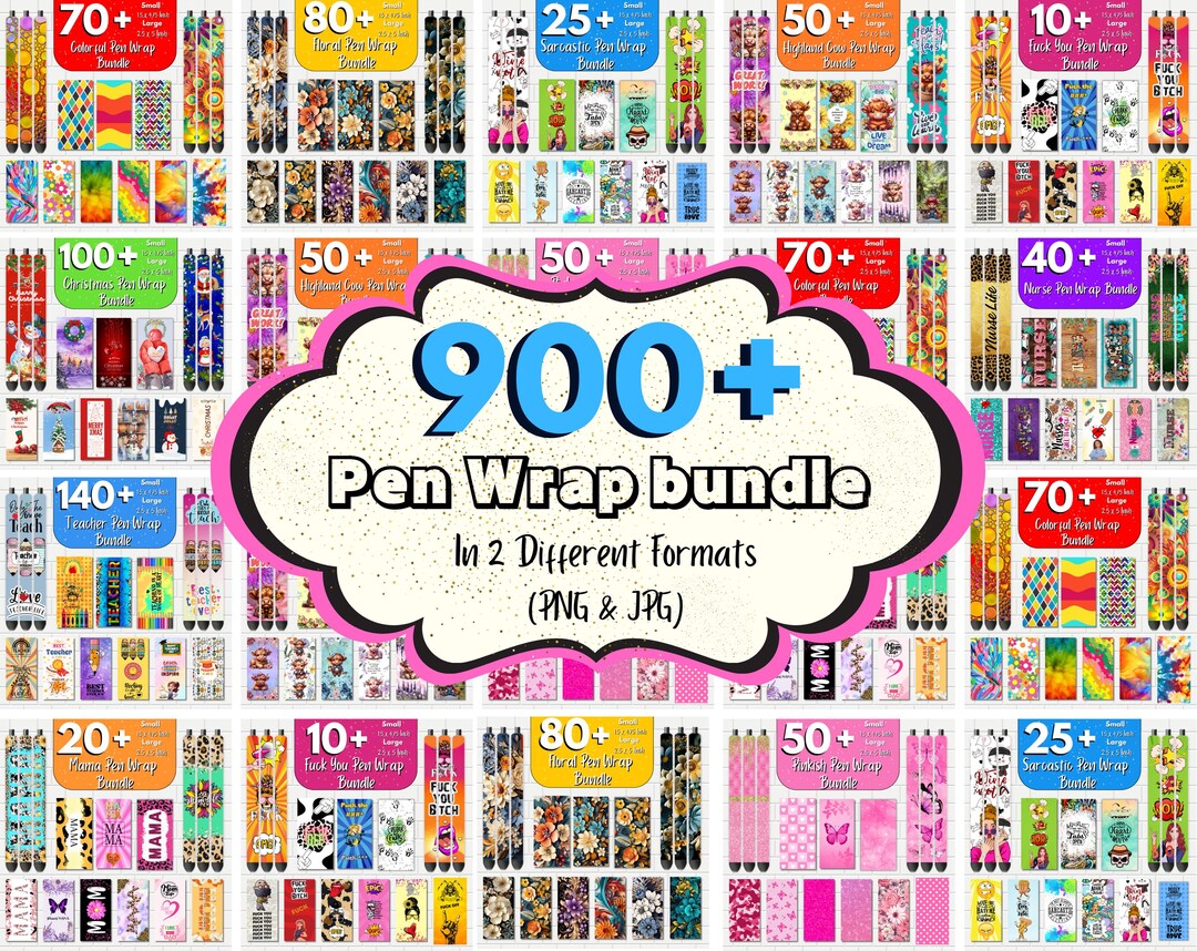900 + Mega Pen Wrap Designs Bundle, Teacher Pen Wrap, Sarcastic Pen ...