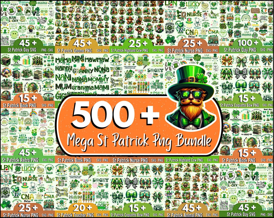 500+ Mega St Patrick's Svg Png Bundle, Irish Day Png, Shamrock Png, St ...