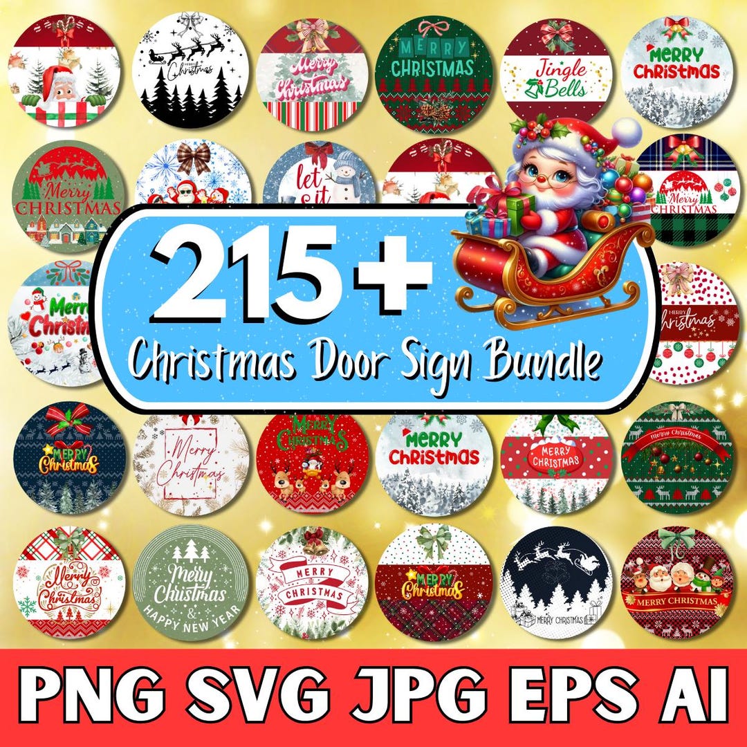 215 + Christmas Door Sign Sublimation, Christmas Door Hanger Svg ...