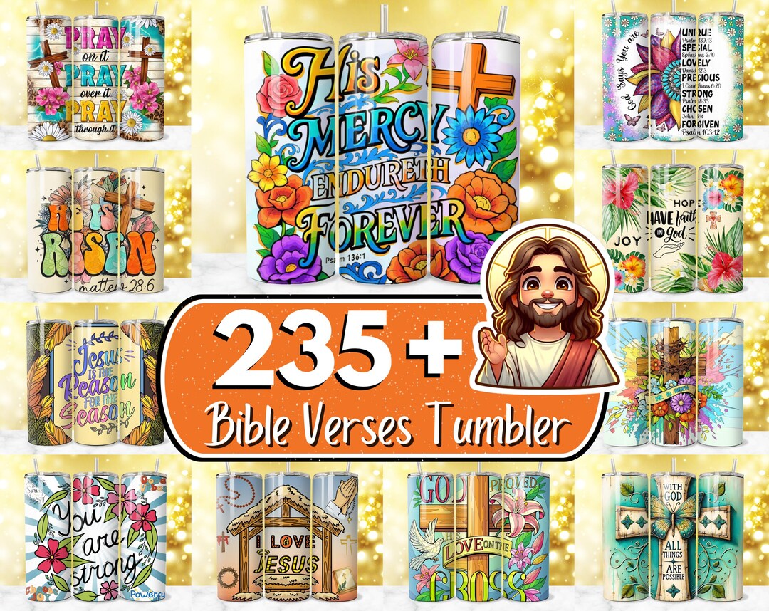 235+ Retro Bible Verse Tumbler Wrap Bundle, Floral Christian Tumbler ...