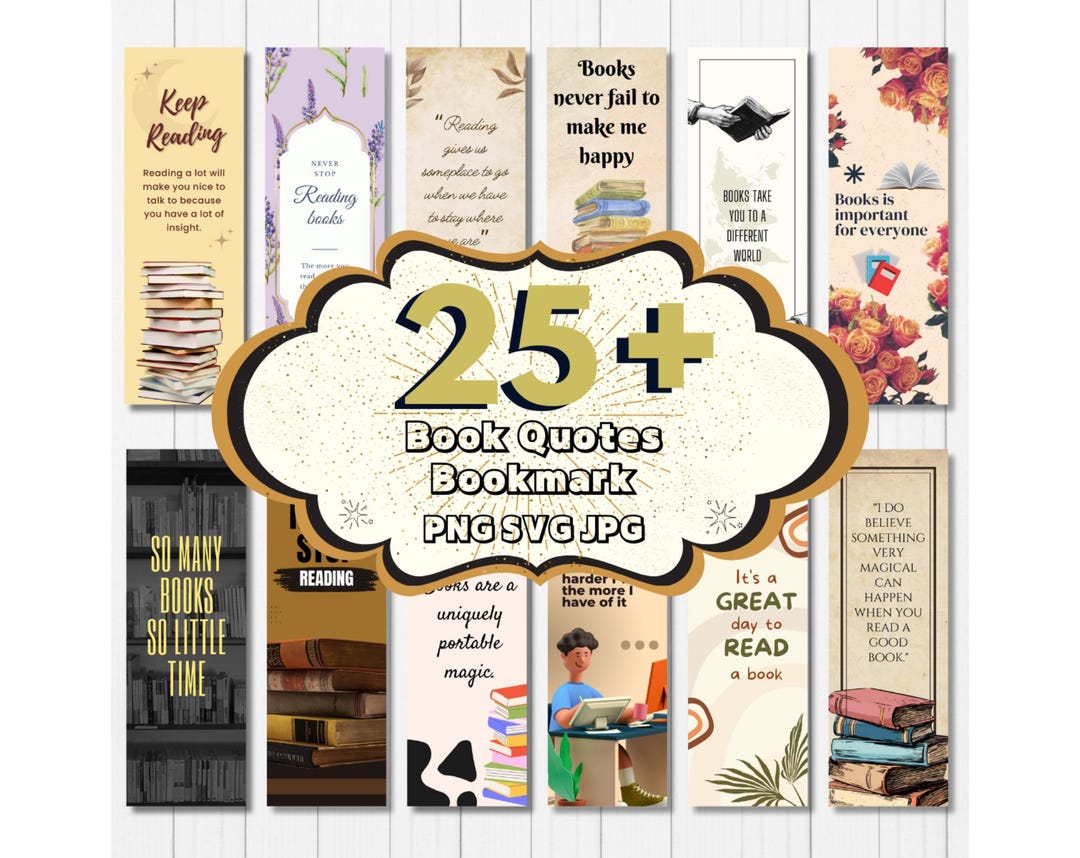 25 + Book Quotes Bookmark Design, Motivational Bookmark, Inspirational ...