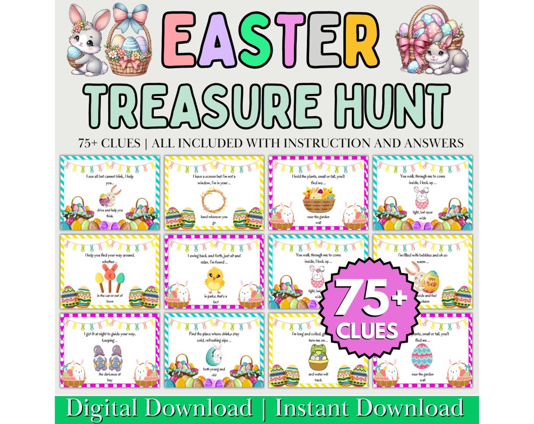 Easter Treasure Hunt Game, Easter Cards Hunt for Teen & Adults, Easter ...