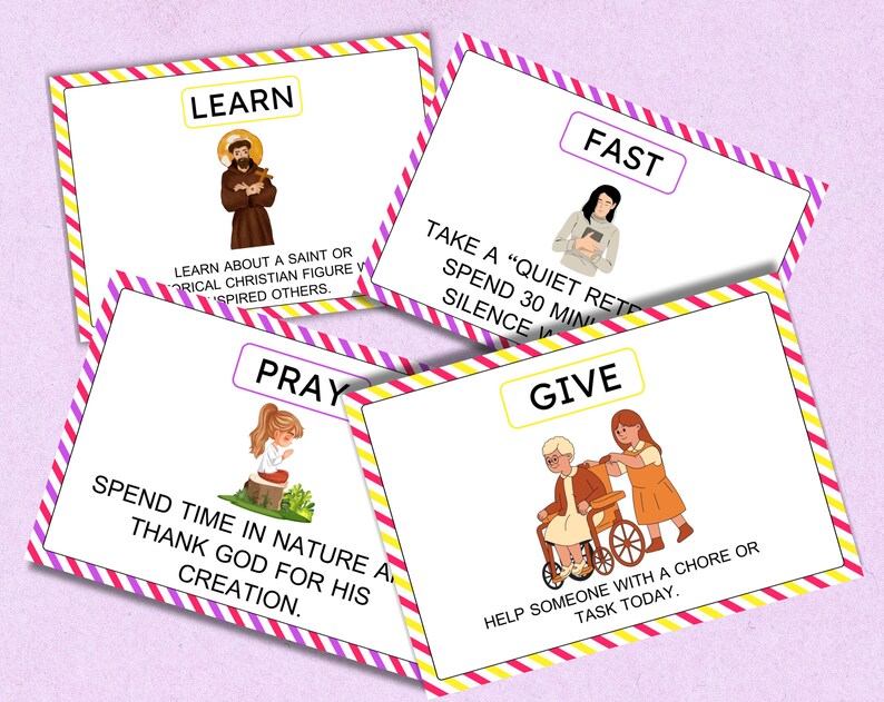 Easter Lent Activity Card, Easter Activities, Daily Lenten Activities ...
