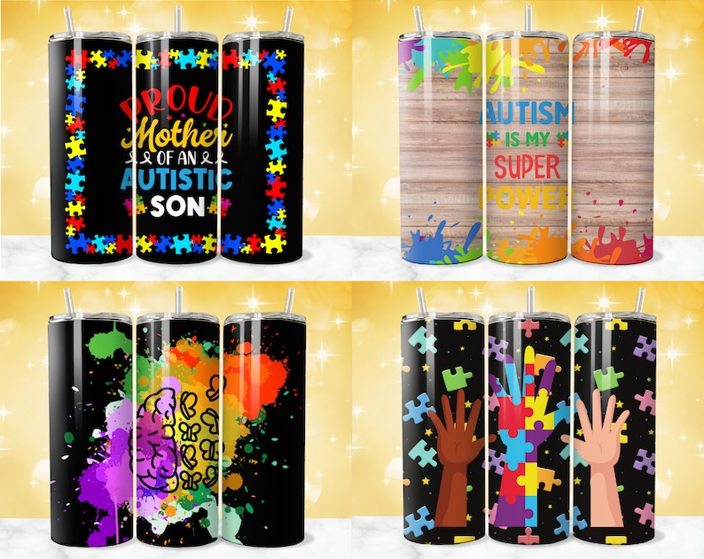 160 + Autism Tumbler Wrap Designs Bundle, 20oz Autism Awareness Designs ...