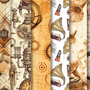 20 + Vintage Scrapbook Digital Paper Bundle, Rustic Seamless Pattern ...