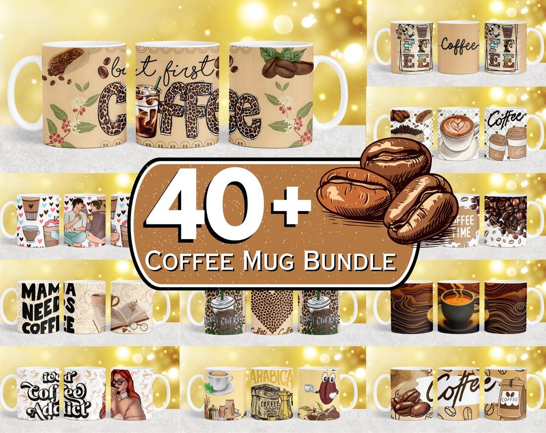 40 + Coffee Mug Wrap Designs, 11oz & 15oz Coffee Mug Designs, Coffee ...