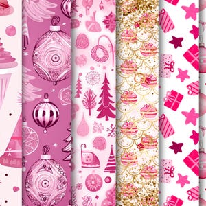 40 + Christmas Pink Digital Paper, Christmas Décor Digital Paper, Xmas ...