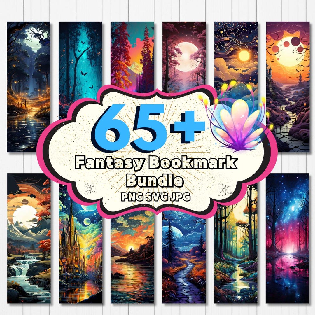 65 + Fantasy Bookmark Sublimation Designs, Starry Night Forest Bookmark ...