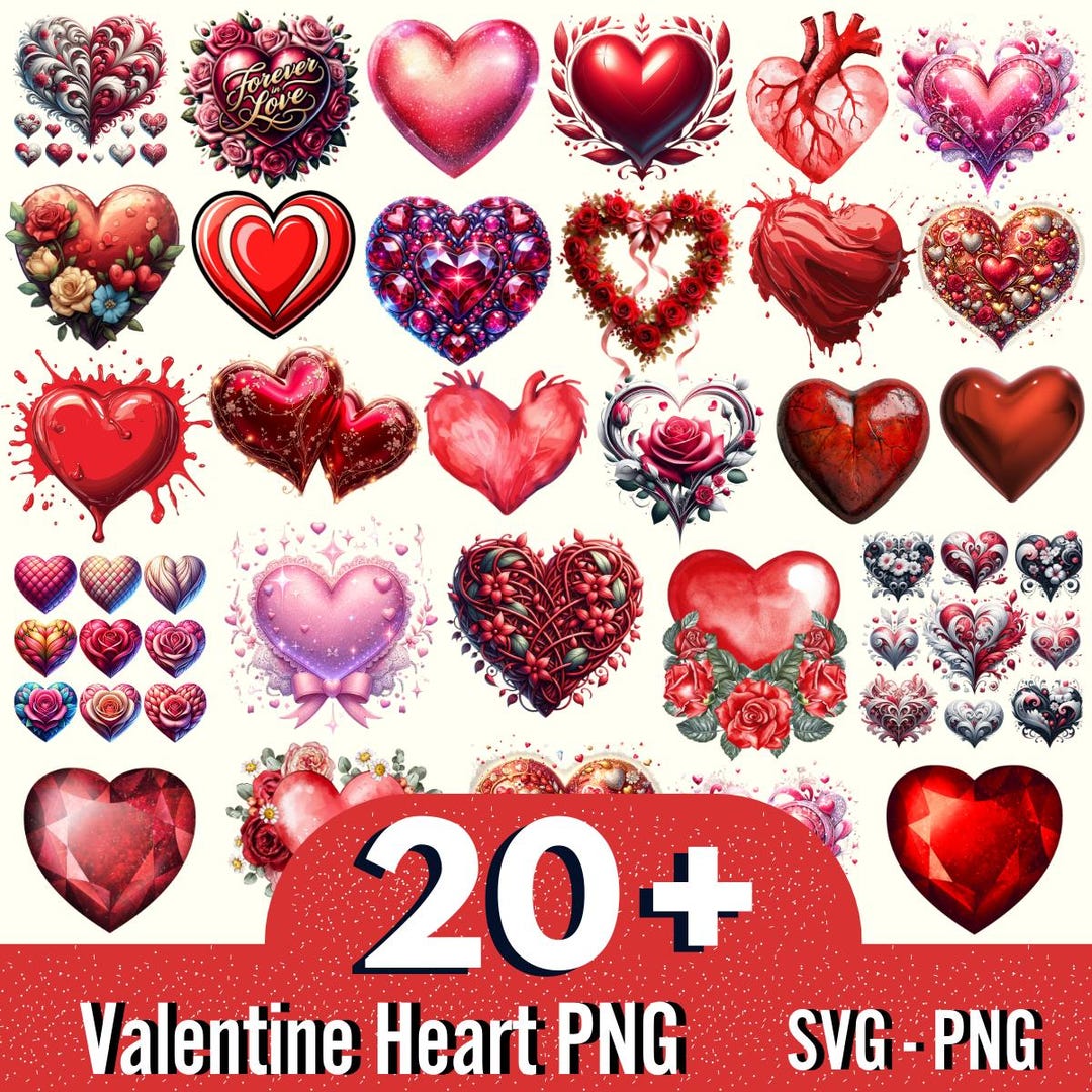 20 + Valentine Heart PNG, Valentine Glitter PNG, Valentine Heart Svg ...