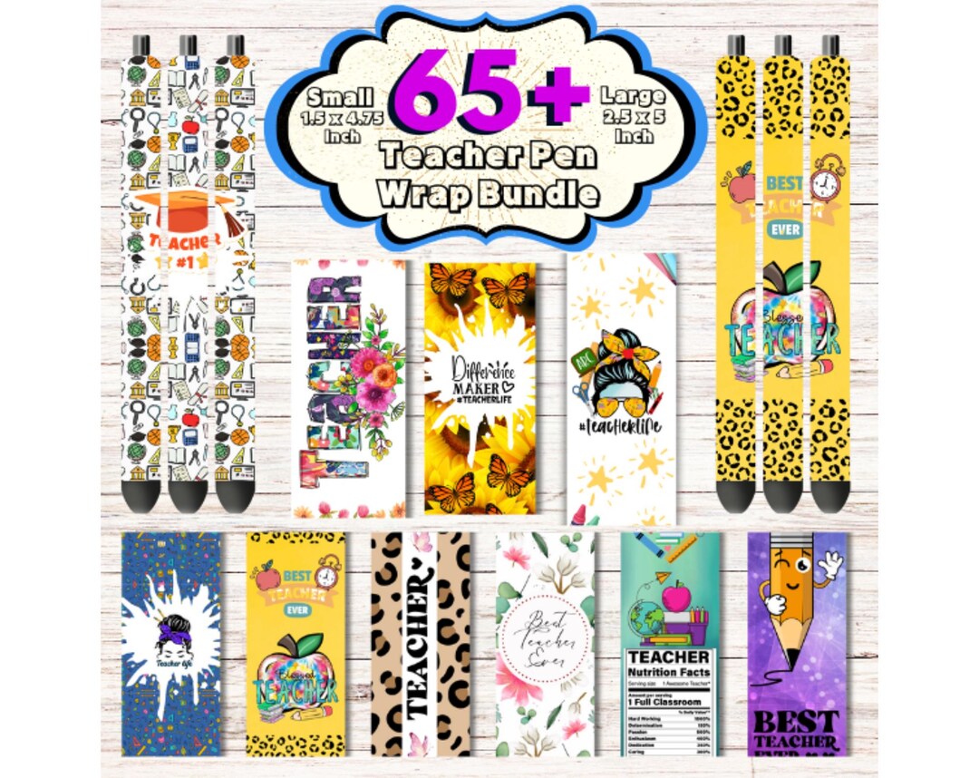 65 + Teacher Pen Wrap Design Bundle, Teacher Quotes Pen Wrap, Best ...