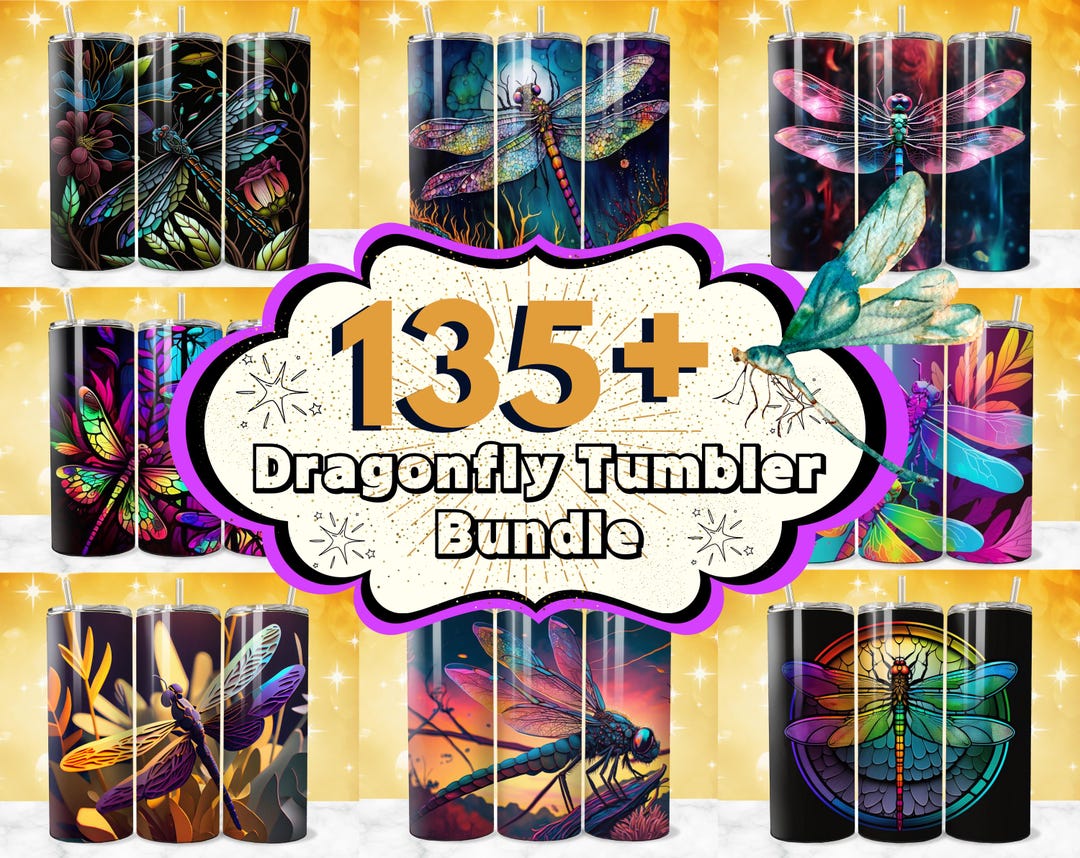135+ Dragonfly Tumbler Wrap Designs, Dragonflies Sublimation, Alcohol ...