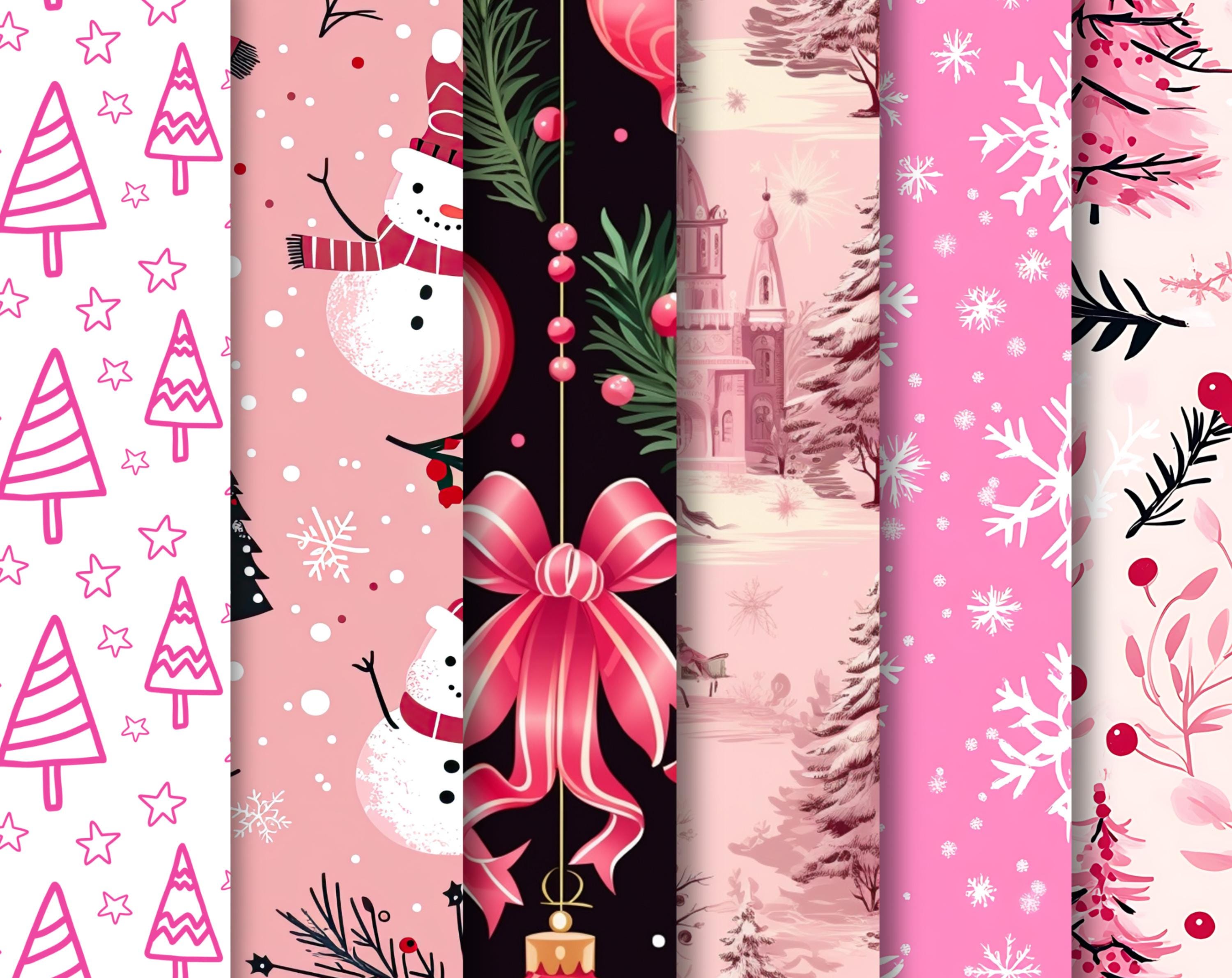40 + Christmas Pink Digital Paper, Christmas Décor Digital Paper, Xmas ...