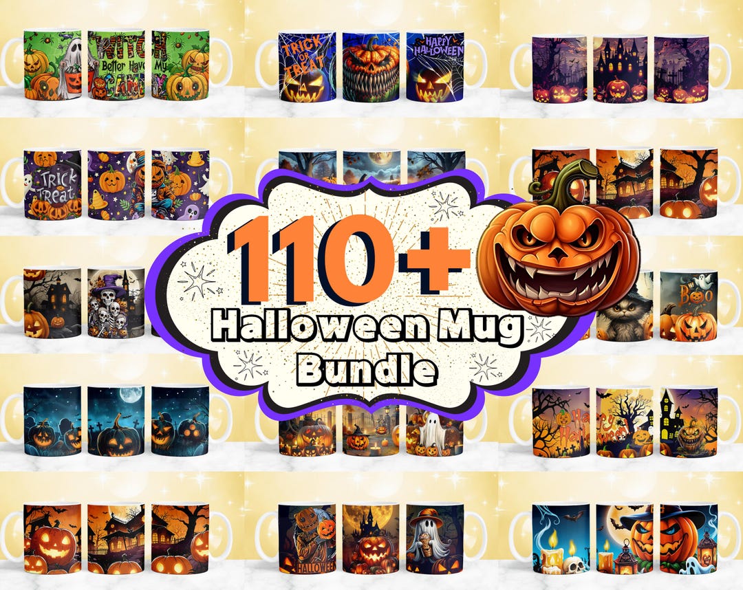 110 + Halloween Mug Wrap Bundle, Spooky Season Halloween Mug, Skull ...