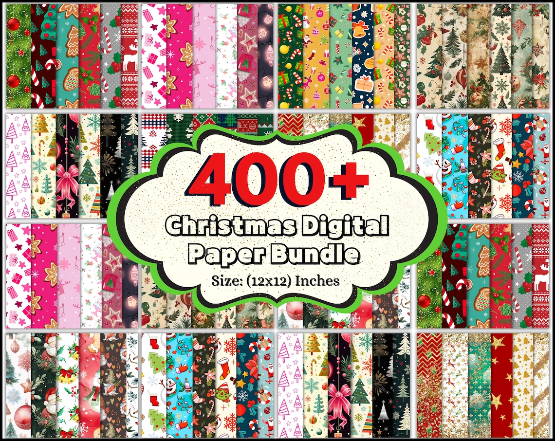 400+ Mega Christmas Digital Paper Pack, Christmas Wallpaper, Christmas ...