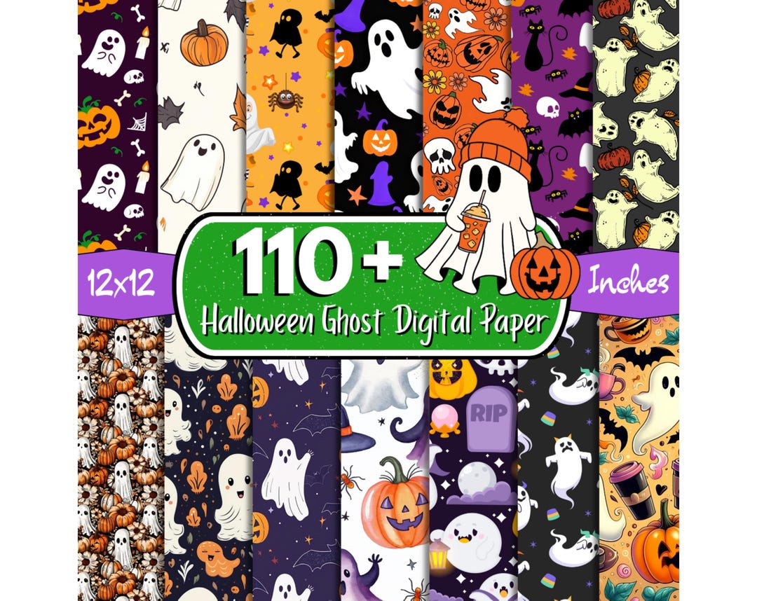 Halloween Ghost Digital Paper, Spooky Seamless Pattern (digital ...