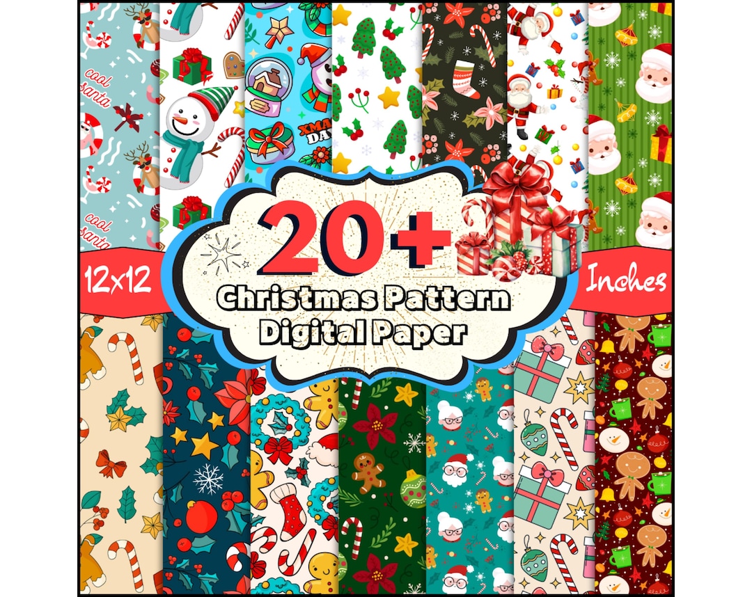 20+ Christmas Pattern Digital Paper, Merry Christmas Clipart, Santa ...