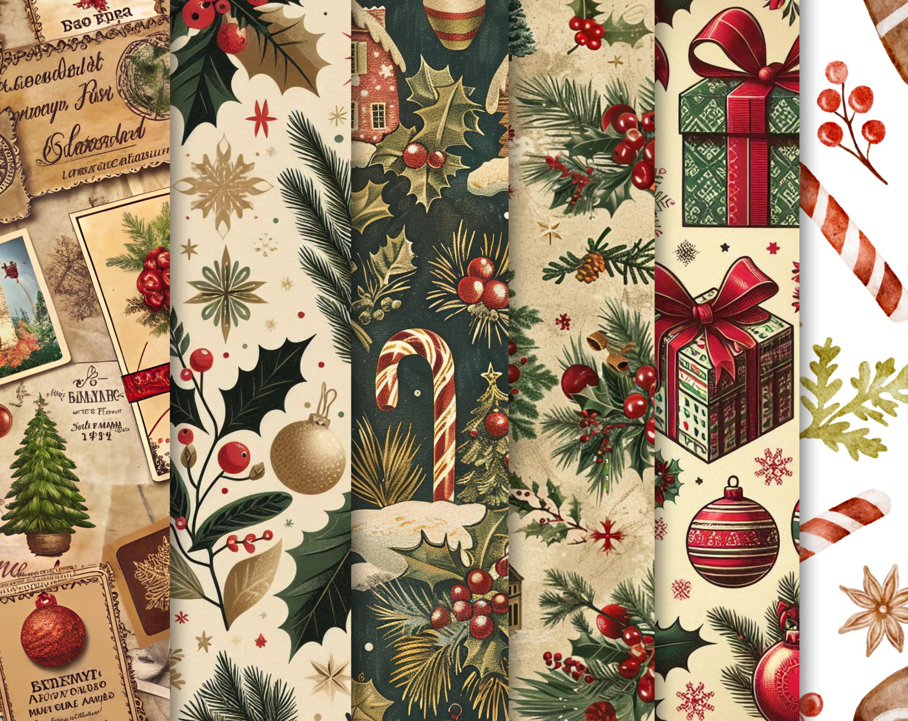 35 + Christmas Vintage Digital Paper, Xmas Background Paper, Christmas ...