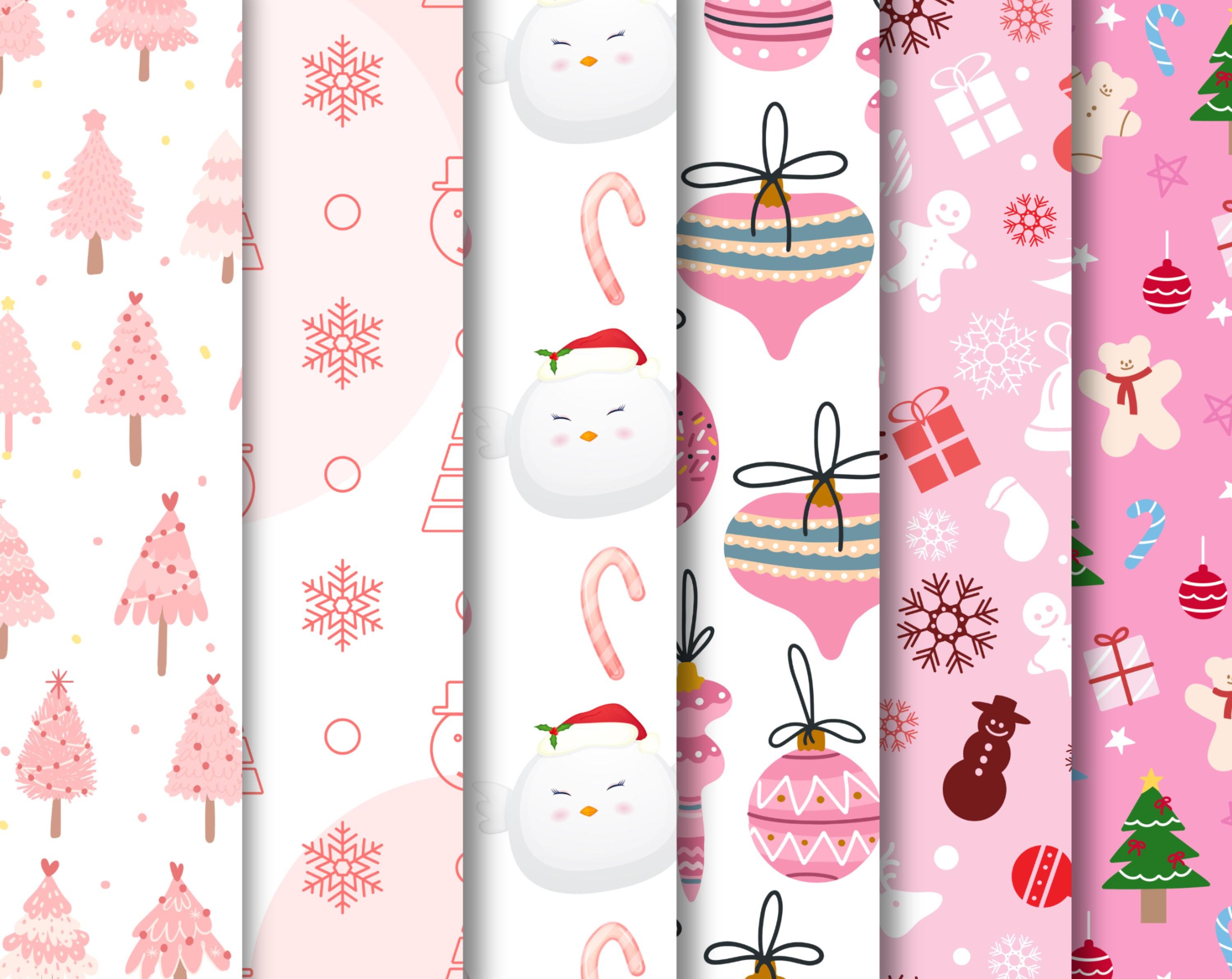 40 + Christmas Pink Digital Paper, Christmas Décor Digital Paper, Xmas ...
