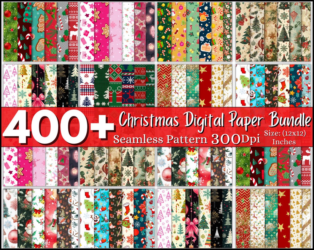 Christmas Digital Paper Pack, Vintage Christmas Digital Paper ...