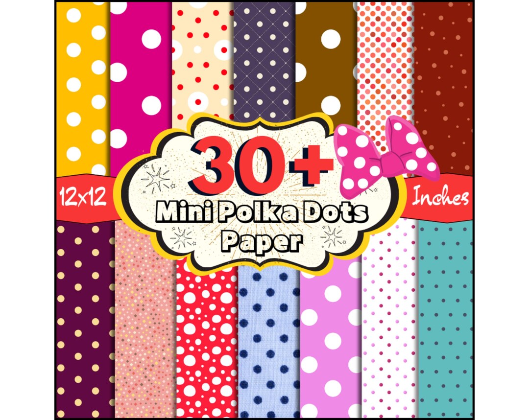 30 + Mini Polka Dot Digital Paper Pack, Dotted Printable Paper, Polka ...