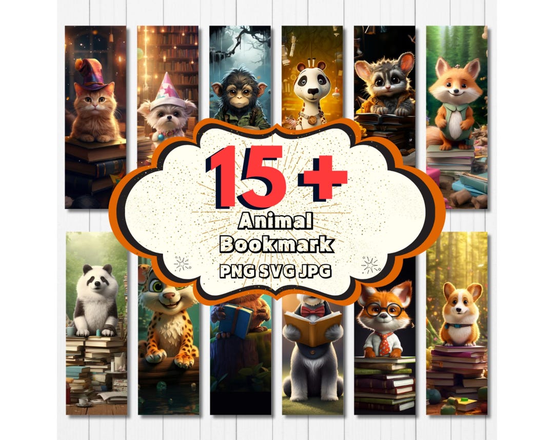 Cute Animal Bookmark Designs, Cat Bookmark, Printable Bookmark (PNG ...