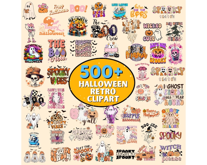 500+ Retro Halloween PNG Clipart Bundle (digital Download) - Etsy Canada