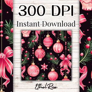40 + Christmas Pink Digital Paper, Christmas Décor Digital Paper, Xmas ...