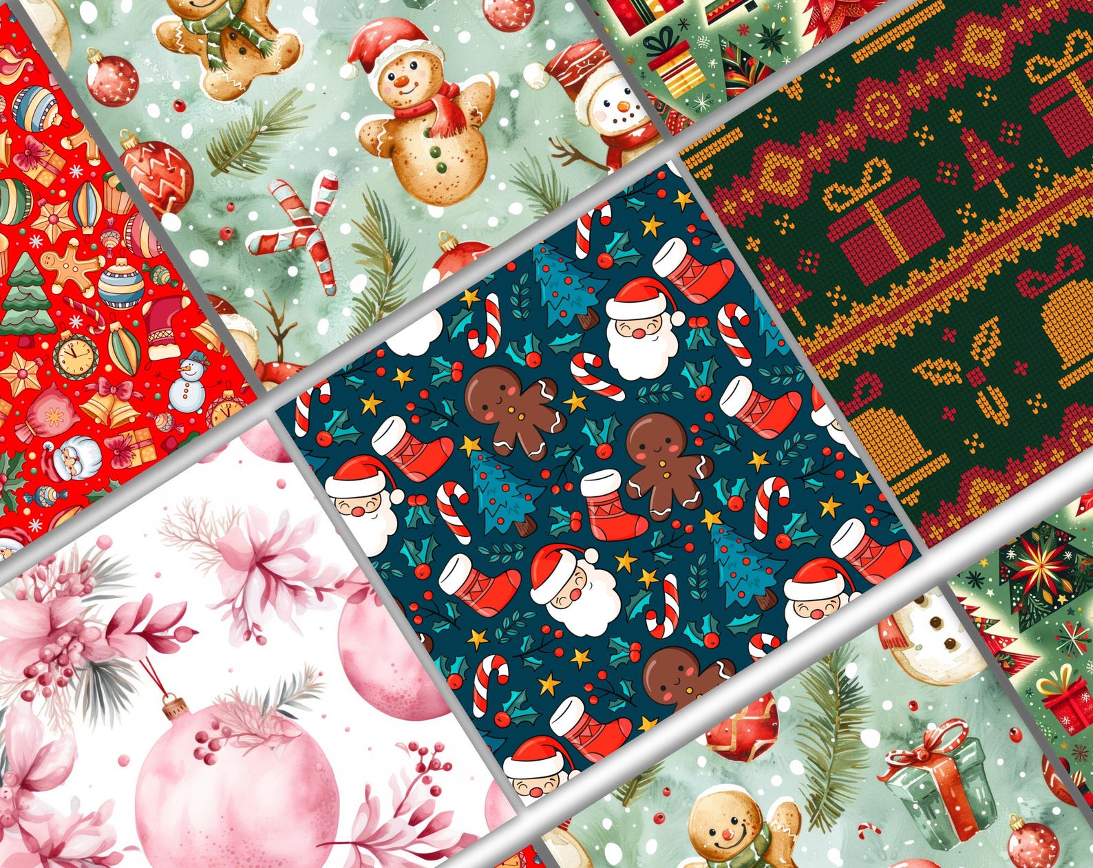 Christmas Digital Paper Pack, Vintage Christmas Digital Paper ...