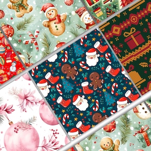 Christmas Digital Paper Pack, Vintage Christmas Digital Paper ...