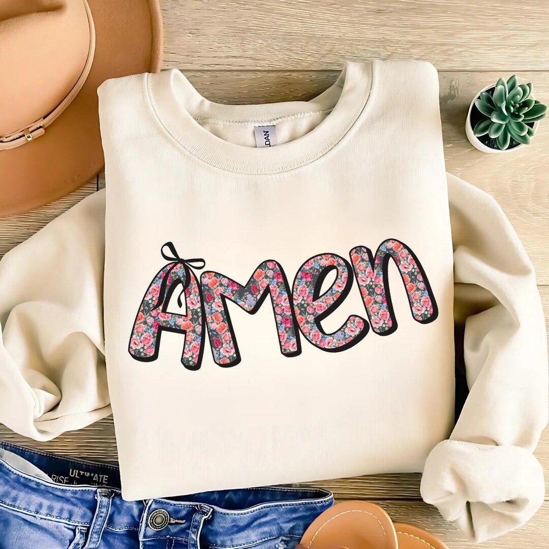 Amen Floral Png, Amen Coquette Bow Png, Retro Amen Png, Preppy Easter ...