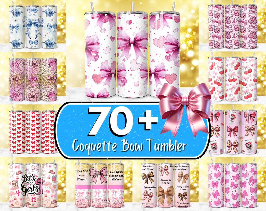 70 + Coquette Bow Tumbler Design Bundle, Floral Coquette Bow Tumbler ...