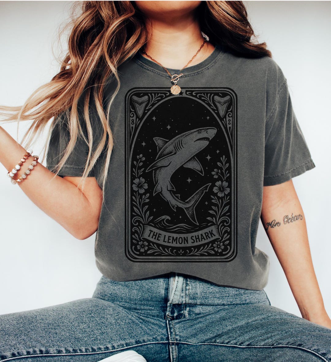 Lemon Shark Tarot Card Shirt, Graphic Shark Tshirt, Marine Biologist ...